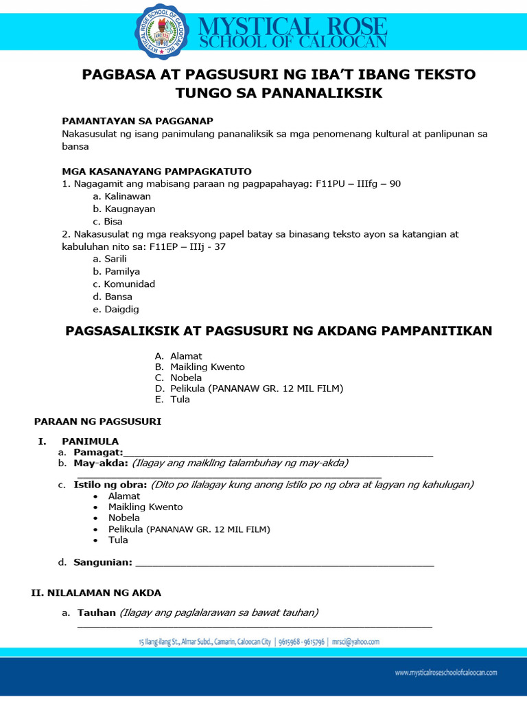 Pagbasa Big Task 2024 | PDF