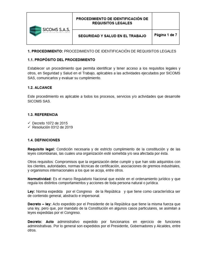 IDENTIFICACIÓN DE REQUISITOS LEGALES | PDF | Decreto | Gobierno