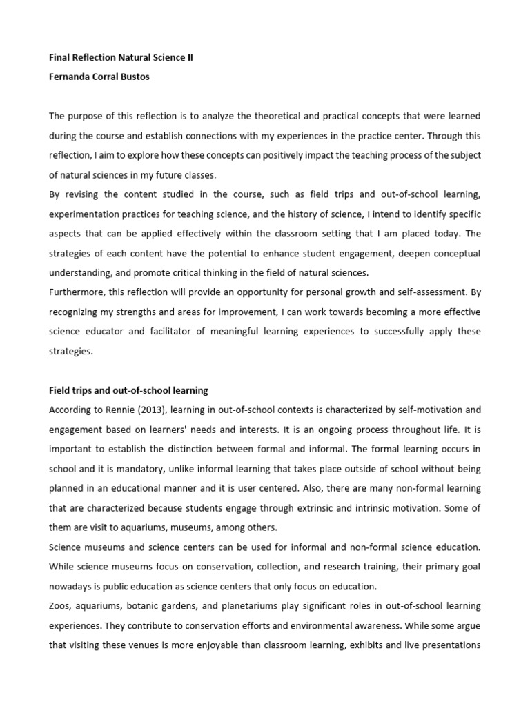Annotated-Final Reflection Natural Science II | Download Free PDF | Learning | Experiment