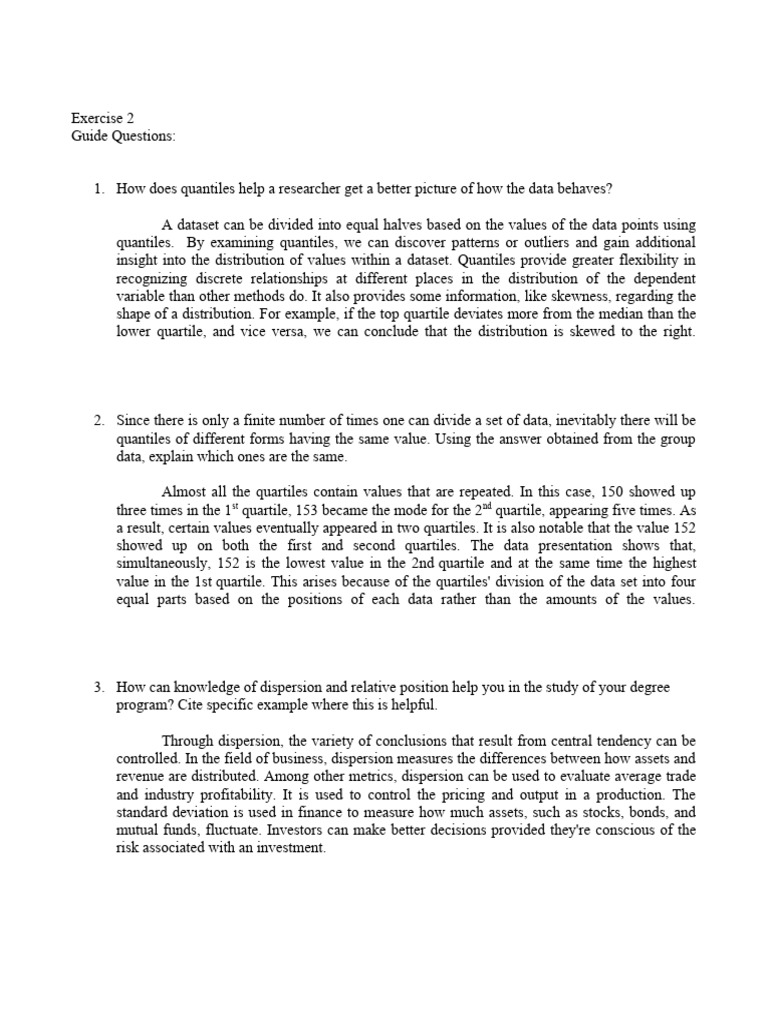 Stats Exercise 2 | Download Free PDF | Quartile | Quantile
