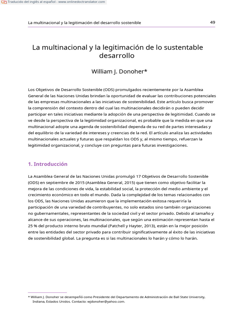 The Multinational and The Legitimation of Sustainable Development - En ...
