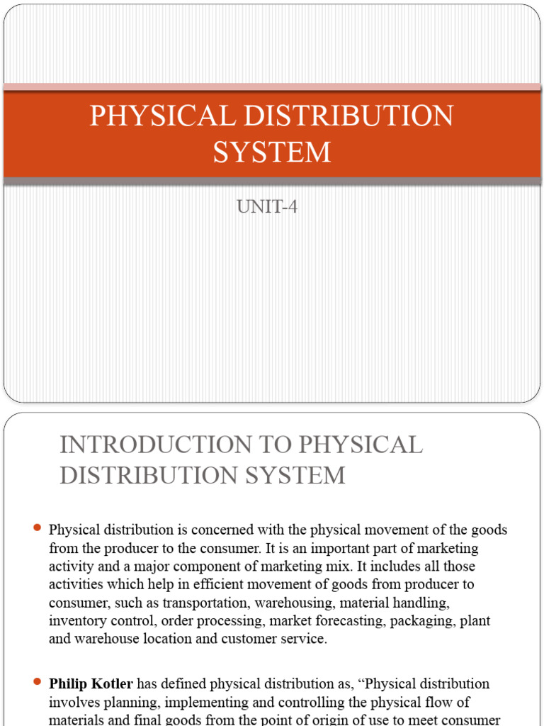 Unit-4 Physical Distribution System | PDF | Warehouse | Transport