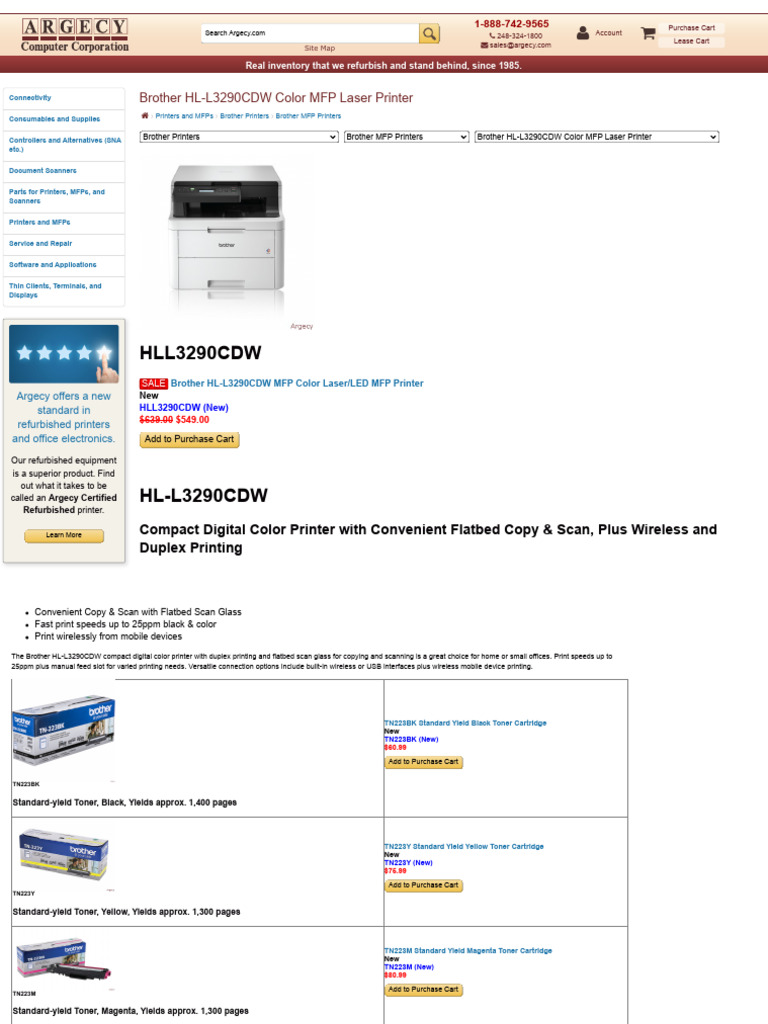 Brother HL-L3290CDW Color MFP Laser Printer - Argecy | PDF | Printer (Computing) | Image Scanner