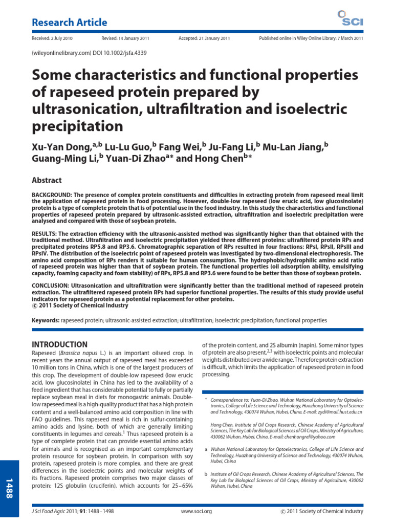 J Sci Food Agric - 2011 - Dong - Some Characteristics and Functional ...
