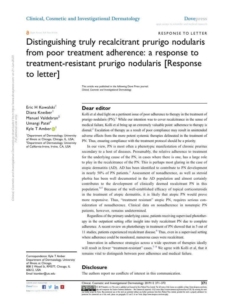 Distinguishing Truly Recalcitrant Prurigo Nodularis From Poor Treatment ...