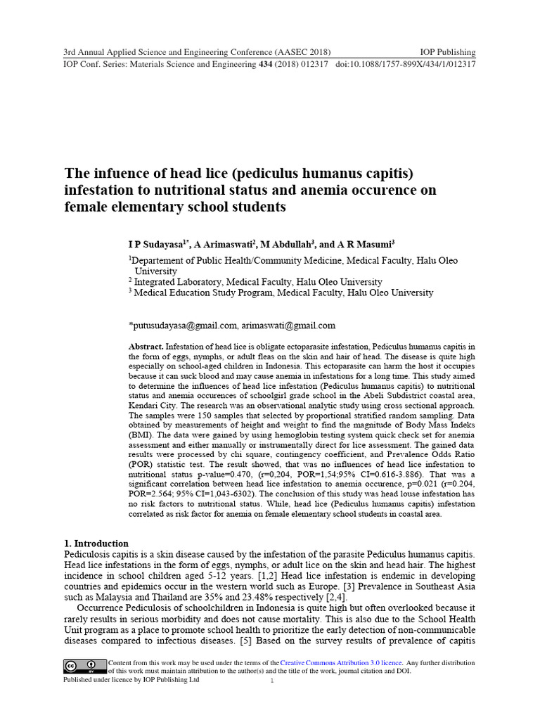 The Infuence of Head Lice (Ped | PDF