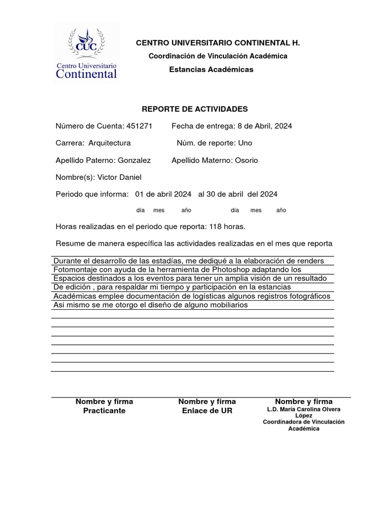 Reporte Actividades | PDF