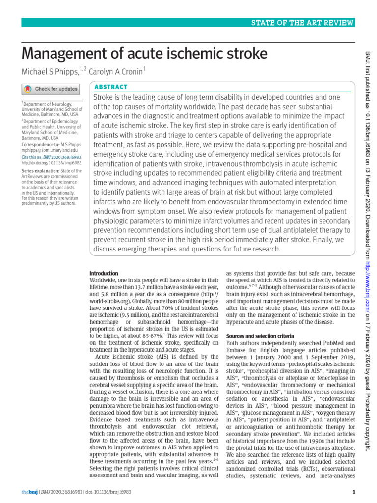 Acute Ischemic Stroke 2020 | PDF | Stroke | Interventional Radiology