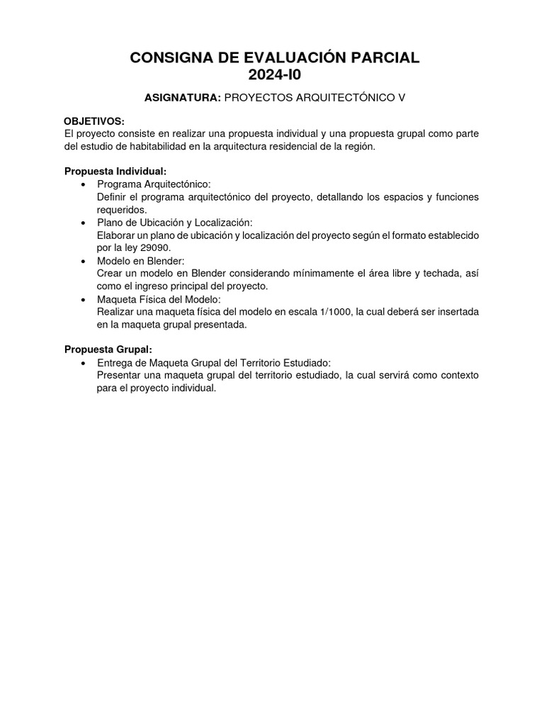 CONSIGNA Y RUBRICA DE EVALUACIÓN PARCIAL DE PROYECTOS V | PDF