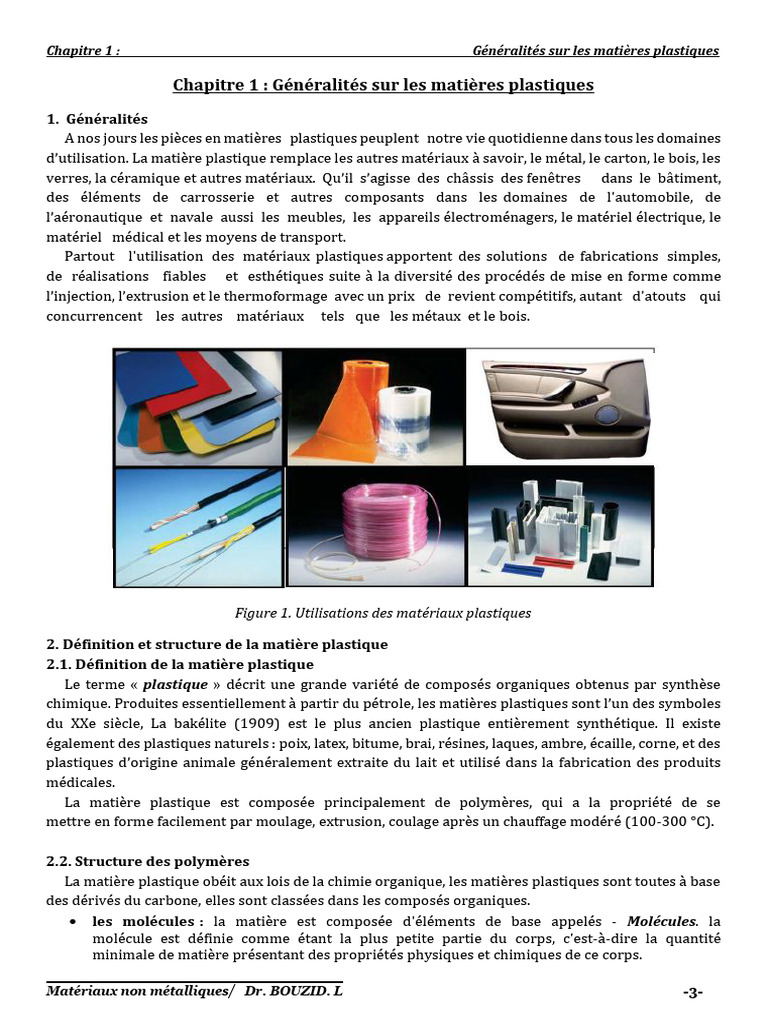 Généralités sur les matières plastiques | PDF | Plastique | Molécules