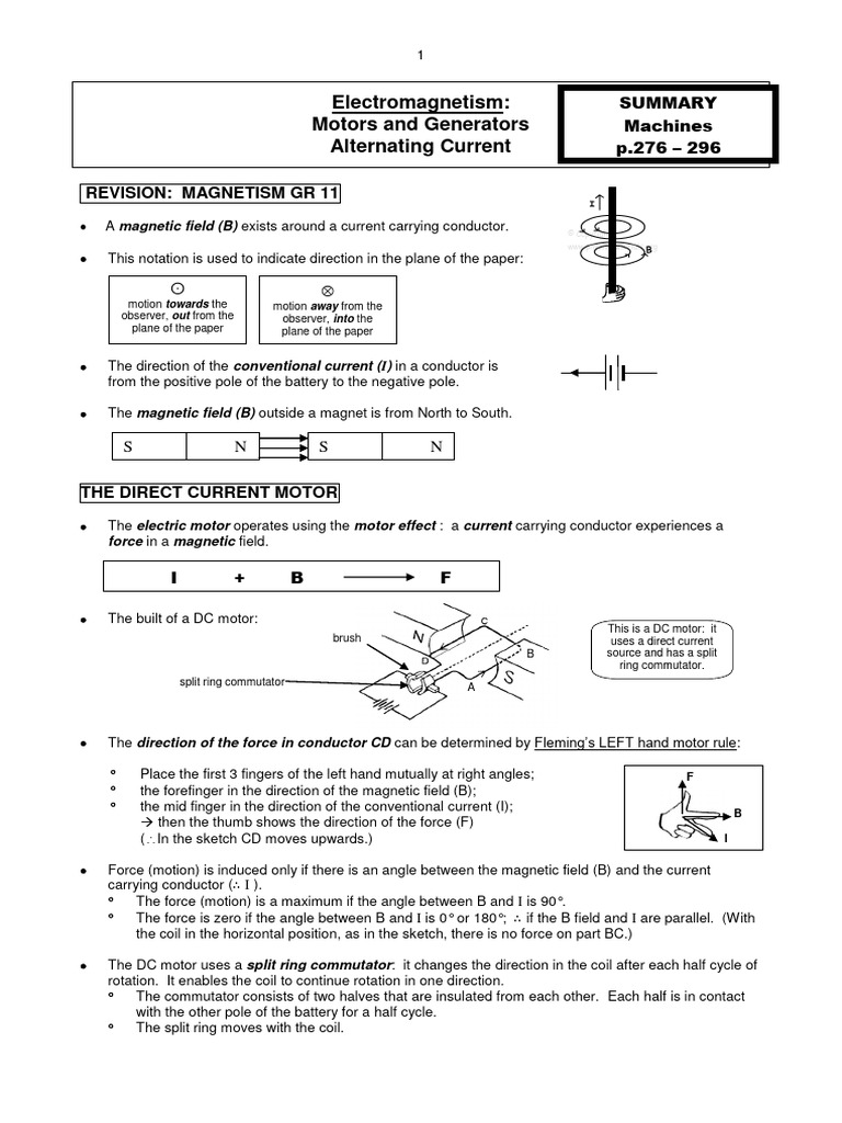 Notes Machines - Motors and Generators | PDF | Electromagnetic ...