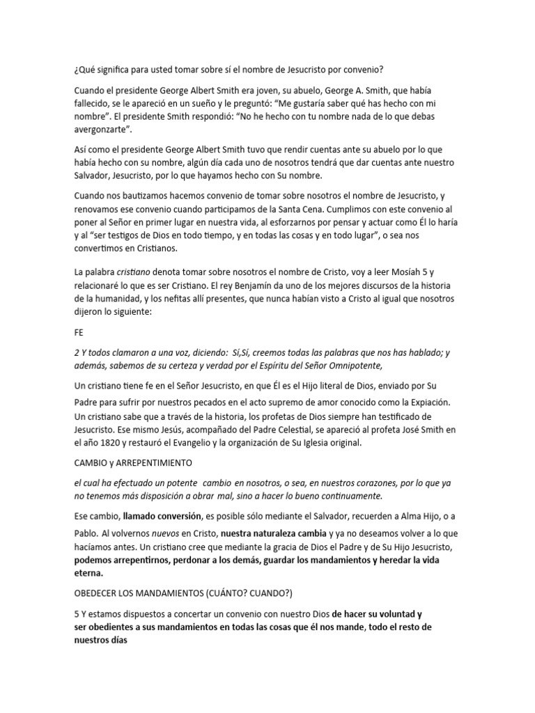 Qué Significa Para Usted Tomar Sobre Sí El Nombre de Jesucristo Por ...