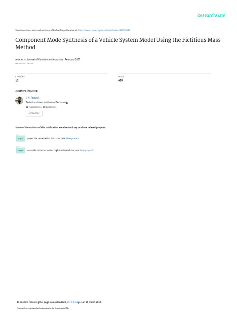 441 Component Mode Synthesis of A Vehicle System Model Using Te ...