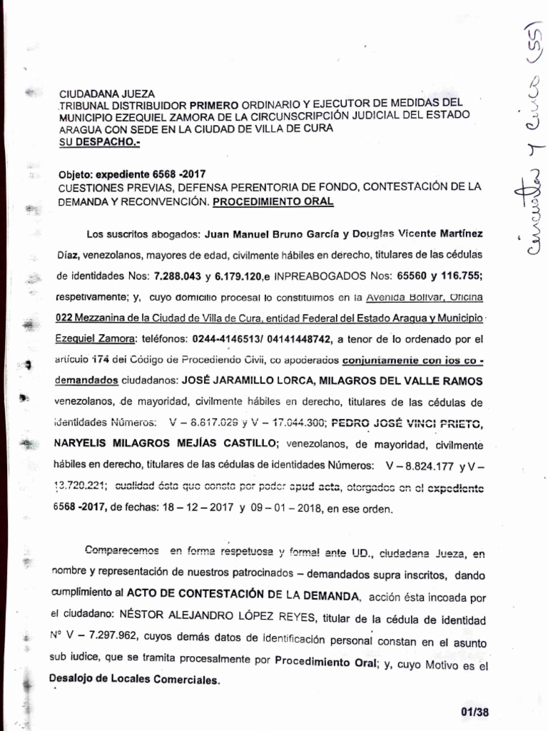 Contestacion de Demanda Ppal 6568 | PDF