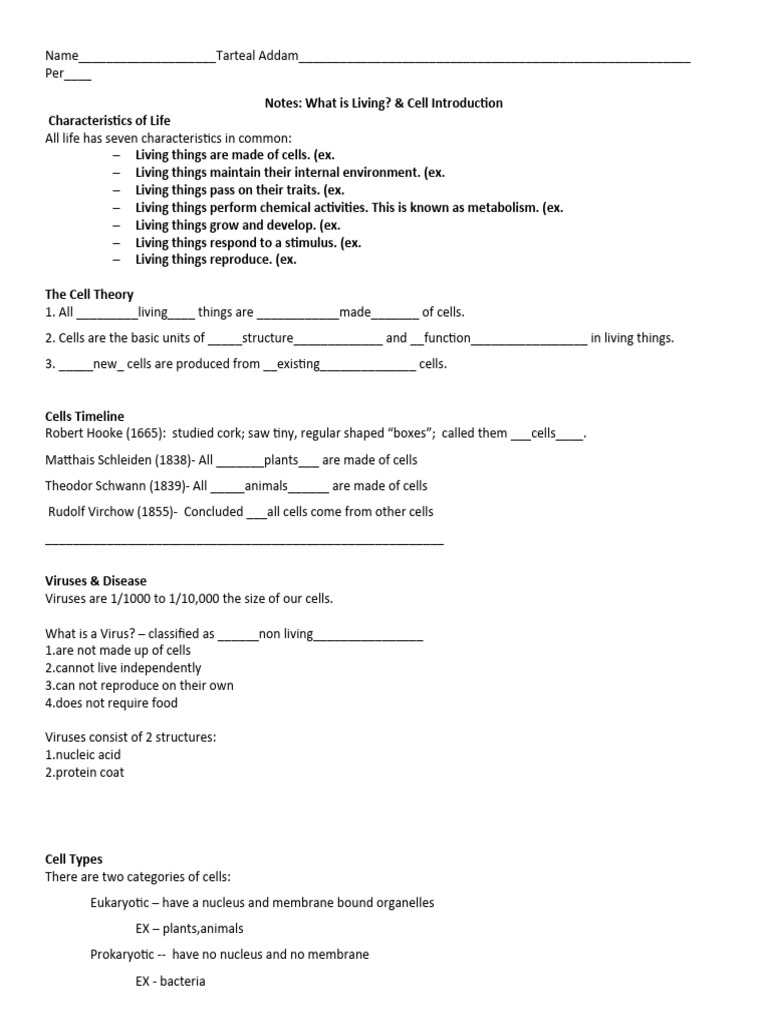 Characteristics of Life and Cells | PDF | Cell (Biology) | Life