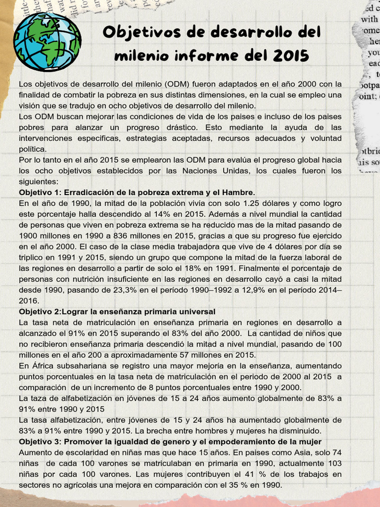 Odm y Ods. | PDF | Sustentabilidad | Desarrollo sostenible