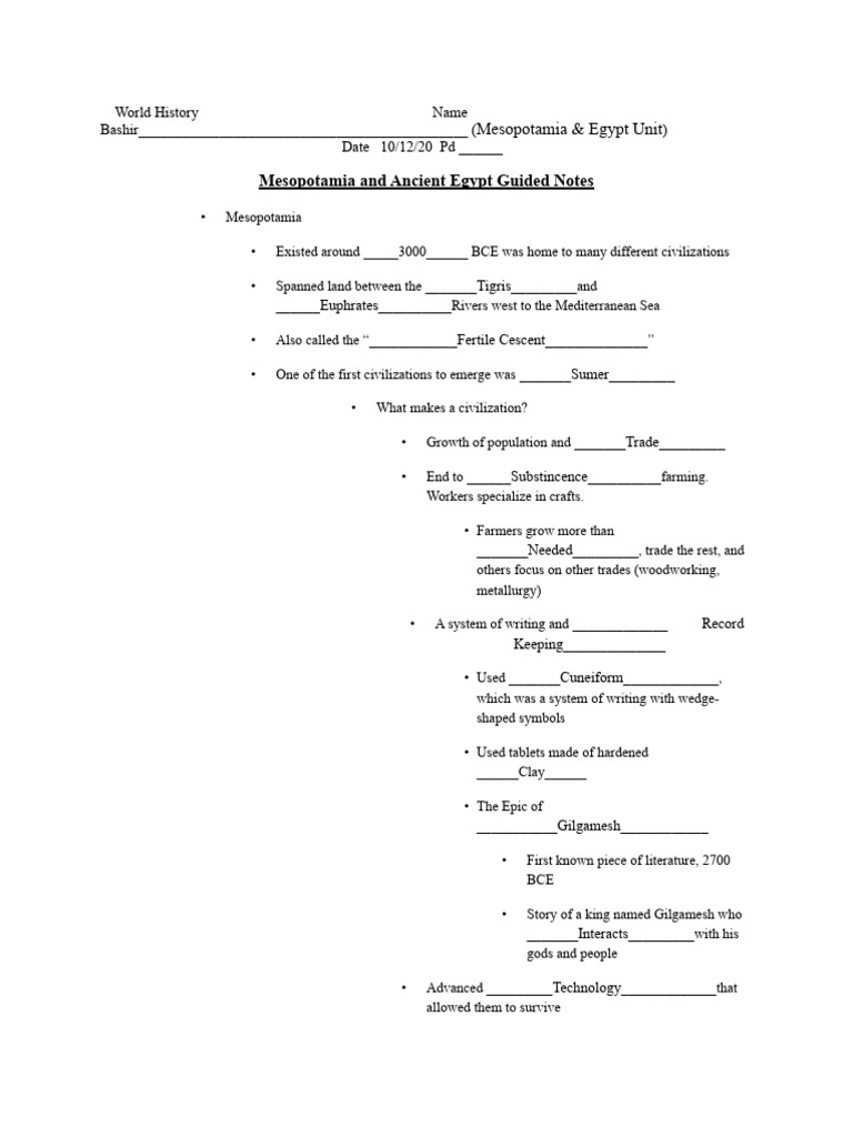 Mesopotamia and Egypt Notes | Download Free PDF | Ancient Egypt ...