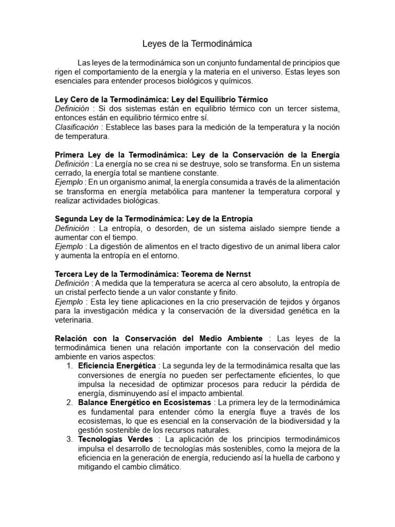 Leyes de La Termodinámica | PDF | Termodinámica | Leyes de termodinámica