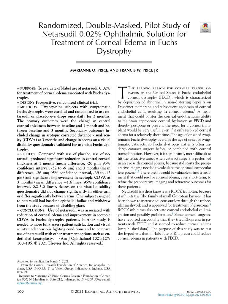 Netarsudil in FECD RCT | PDF | Cornea | Medical Specialties