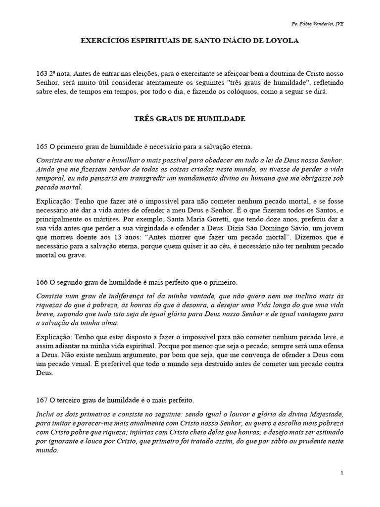Três Graus de Humildade na Espiritualidade | PDF | Pecado | Jesus