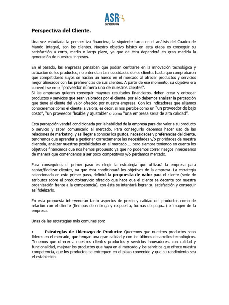 Perspectiva Del Cliente | PDF | Calidad (comercial) | Business