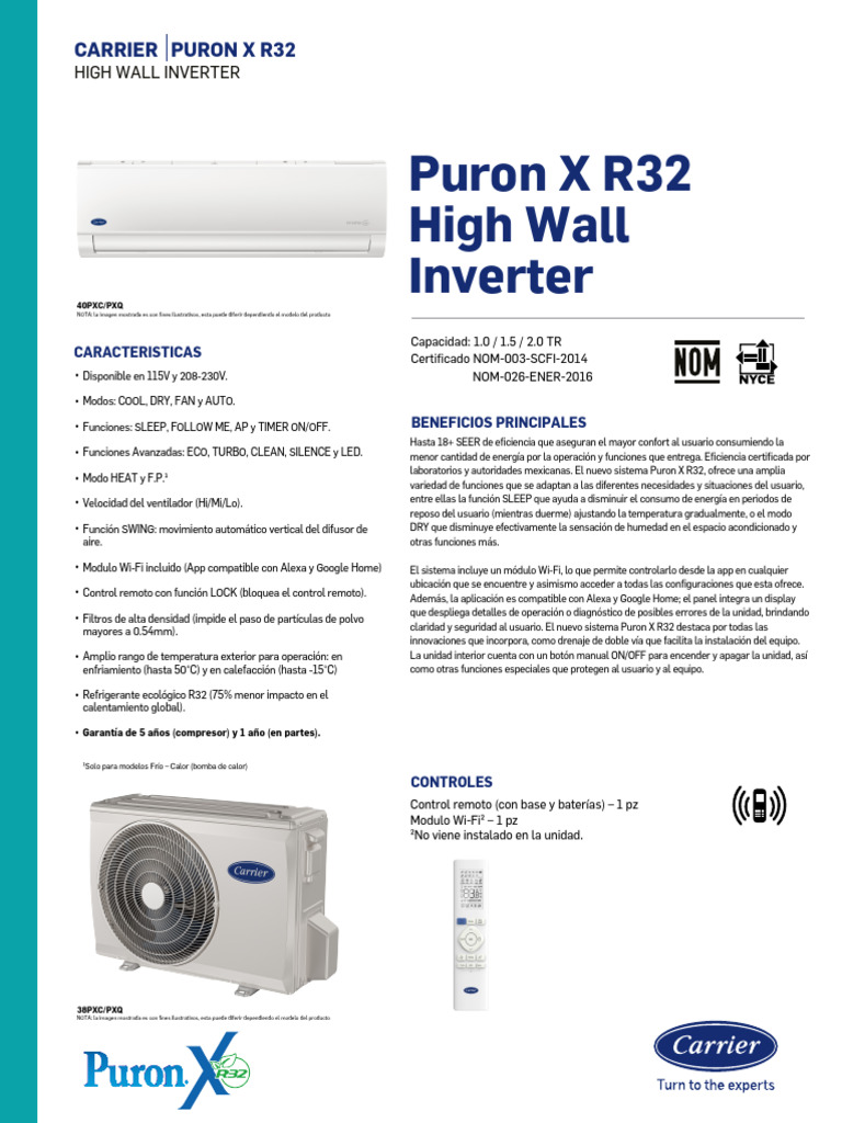 CARRIER - 53pxq PURON X INVERTER | Descargar gratis PDF | Termodinámica ...
