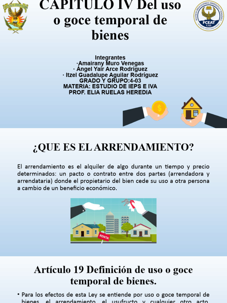CAPITULO IV Del Uso o Goce Temporal de | PDF | Impuestos | Propiedad