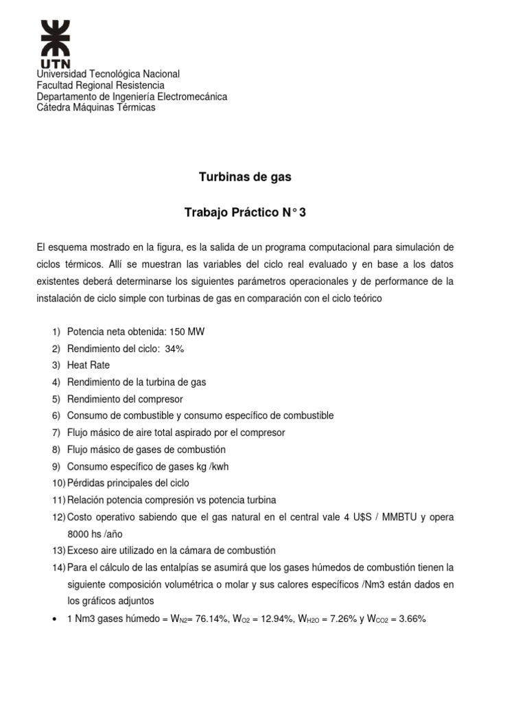 Análisis de Turbinas de Gas y Ciclos Térmicos | PDF | Combustión | Gas ...