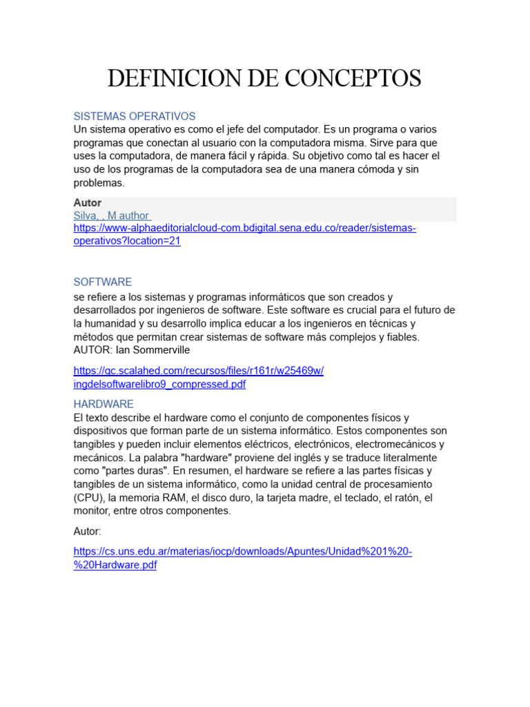 Definicion de Conceptos | PDF | Hardware de la computadora | Periférico