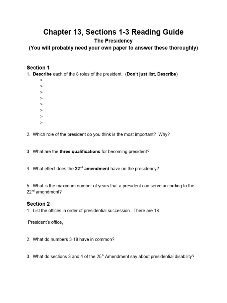 Chapter 13, Sections 1-3 Reading Guide | PDF