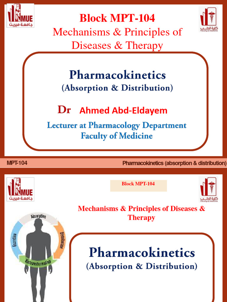 Lecture 2 Pharmacokinetics Absorption Distribution | PDF | Pharmaceutical Sciences | Medicinal ...