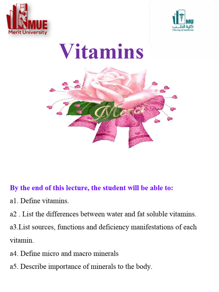 Lecture 3 Over View of Vitamins Minerals | PDF | Cofactor (Biochemistry ...