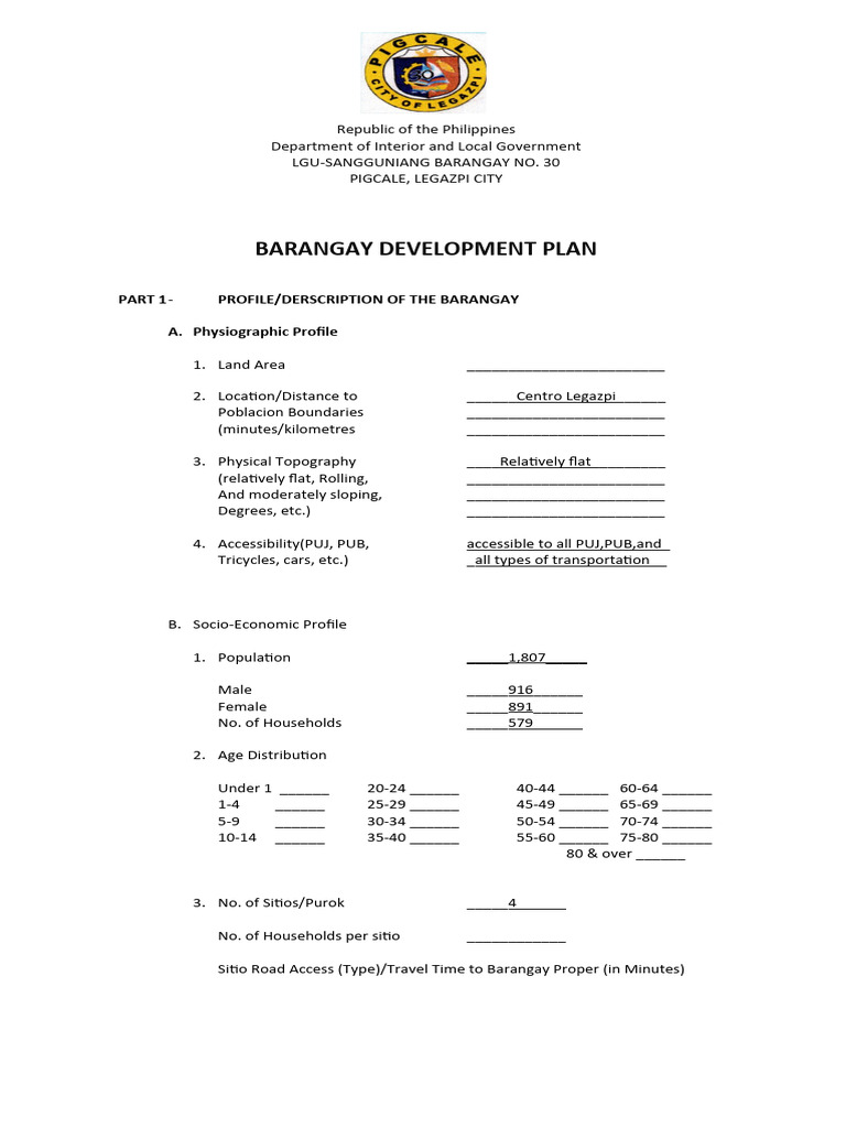 Barangay Development Plan | PDF