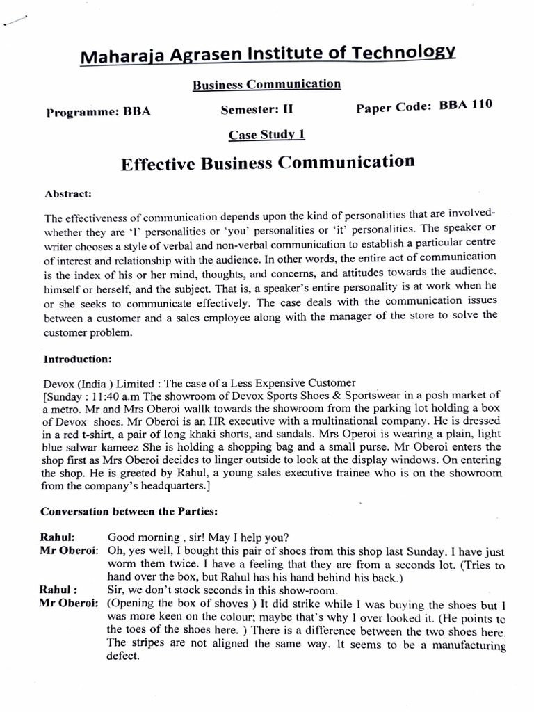BUSINESS COMMUNICATION - Case Study | Download Free PDF | Communication