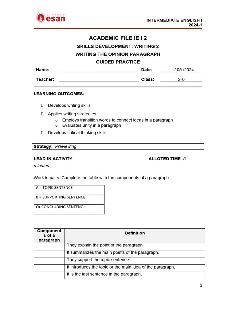 Af Ie I 2 Writing Guided Practice 2024-1 | PDF | Chocolate | Cocoa Bean
