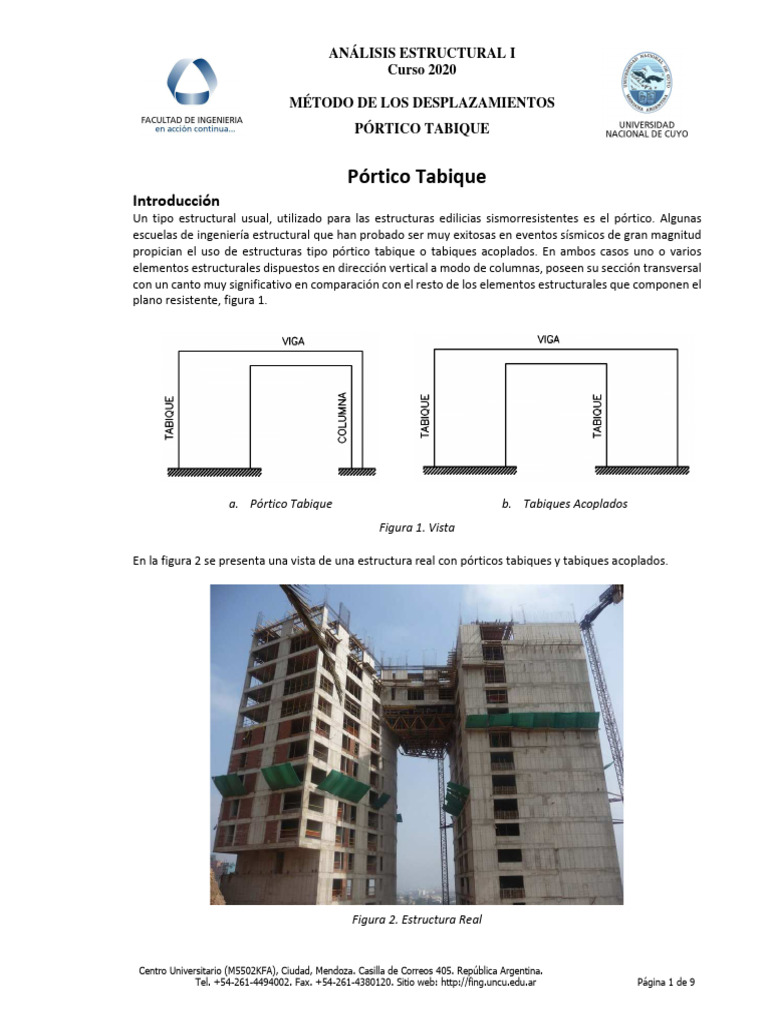 Portico Tabique | Descargar gratis PDF | Rigidez | Viga (Estructura)