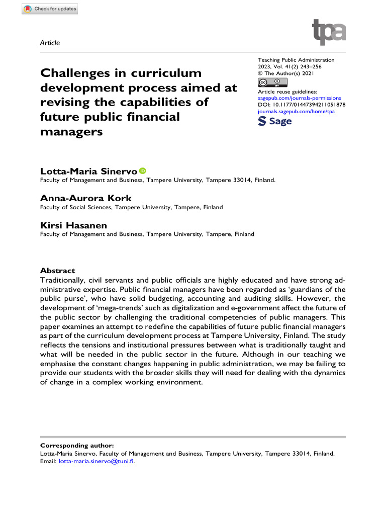 Challenges in Curriculum Development Process Aimed at The Revising The Capabilities of Future ...
