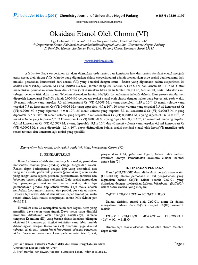 Artikel Oksidasi Etanol Oeh Crom | PDF