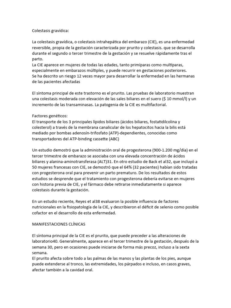 Colestasis Gravídica: Síntomas y Tratamiento | PDF | El embarazo | Medicina