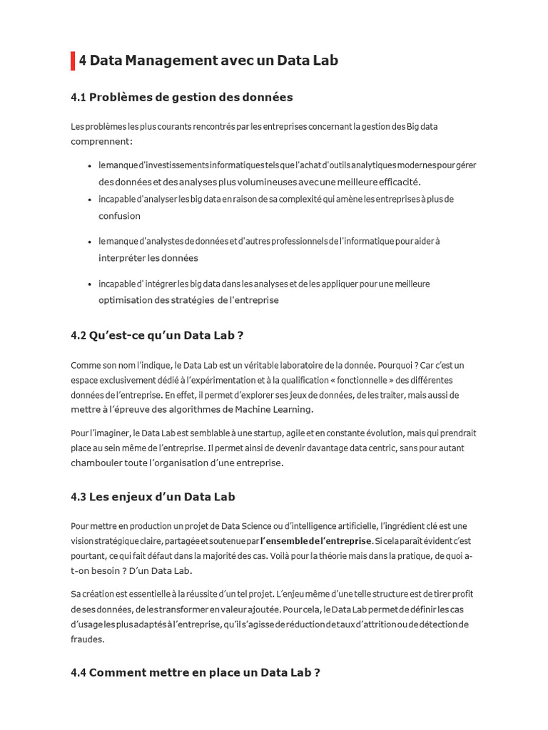 Optimiser la Gestion des Données avec un Data Lab | PDF | Apprentissage automatique | Science ...