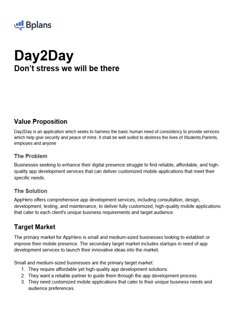 Mobile App Development Business Plan Download Free Pdf Mobile App