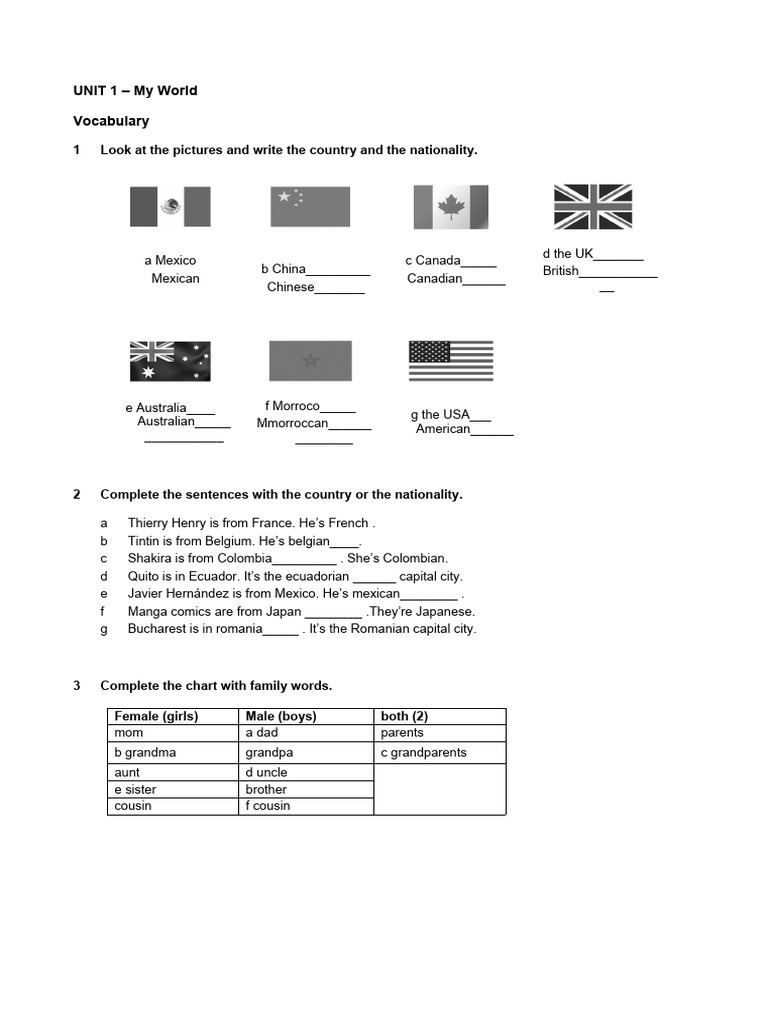 Vocabulary and Grammar: Countries & Nationalities | PDF | Comics ...