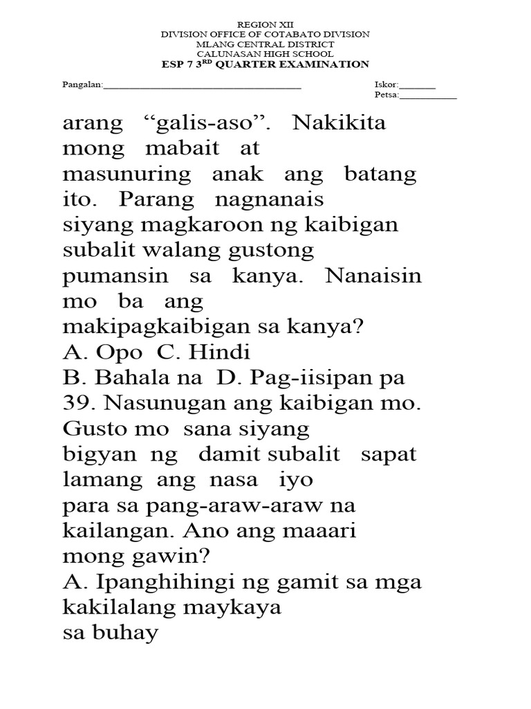 Esp 8 3RD Quarter | PDF