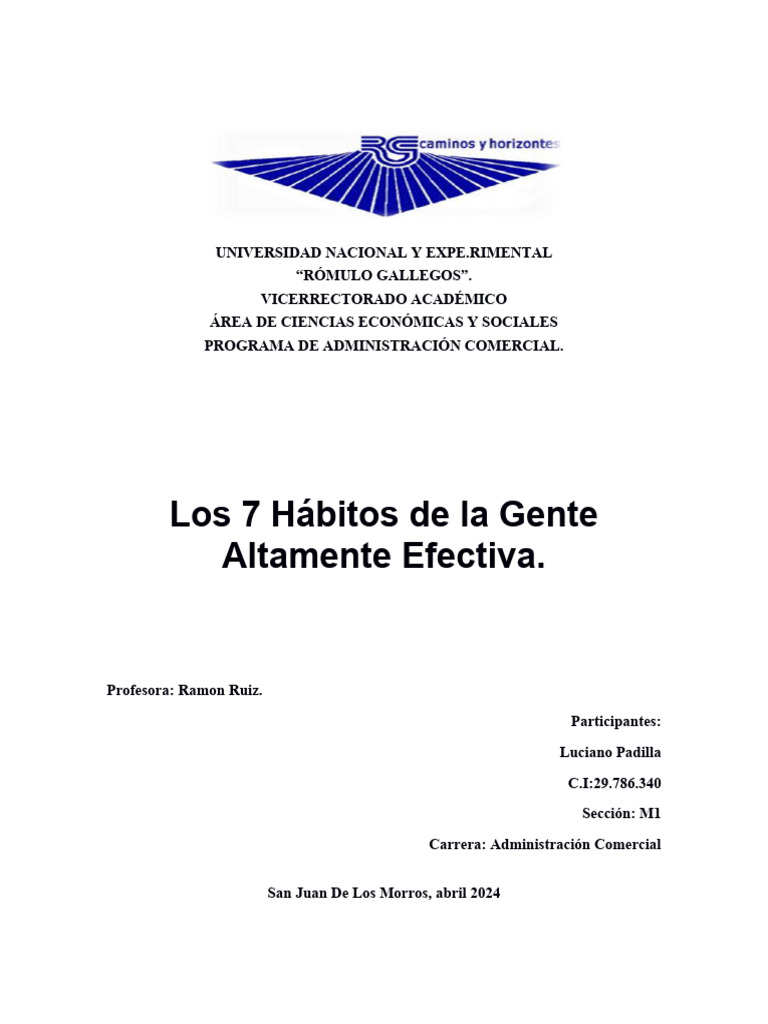 Los 7 Hábitos de La Gente Altamente Efectiva Definitivo | PDF ...