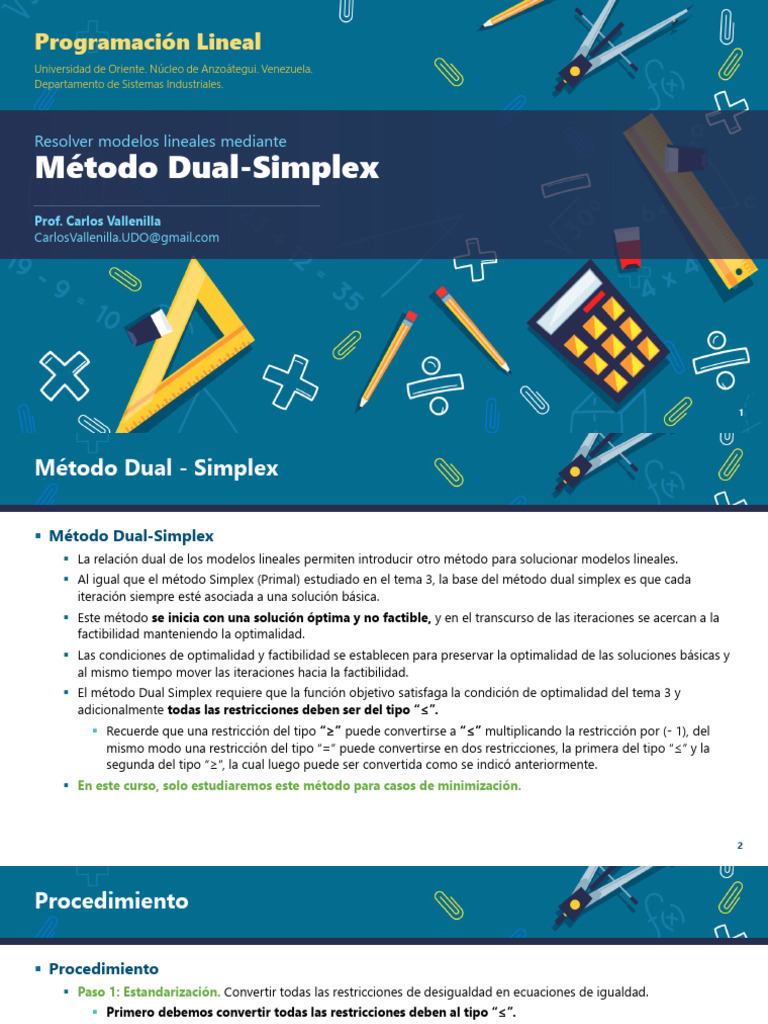 Programación Lineal - 09. Método Dual-Simplex | PDF | Lógica matemática | Ciencia computacional
