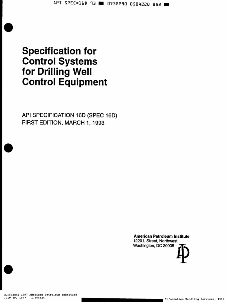 SPEC-16D Control System For Drilling Well Co 1 | PDF