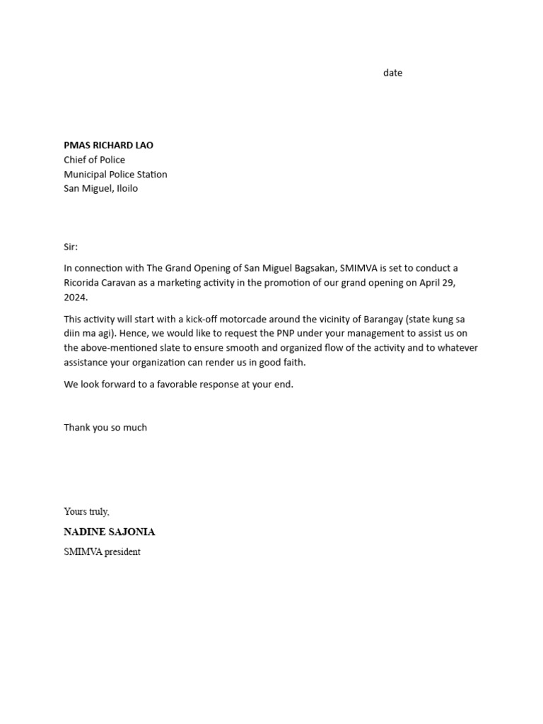 Request Letter-Caravan-Convoy | PDF