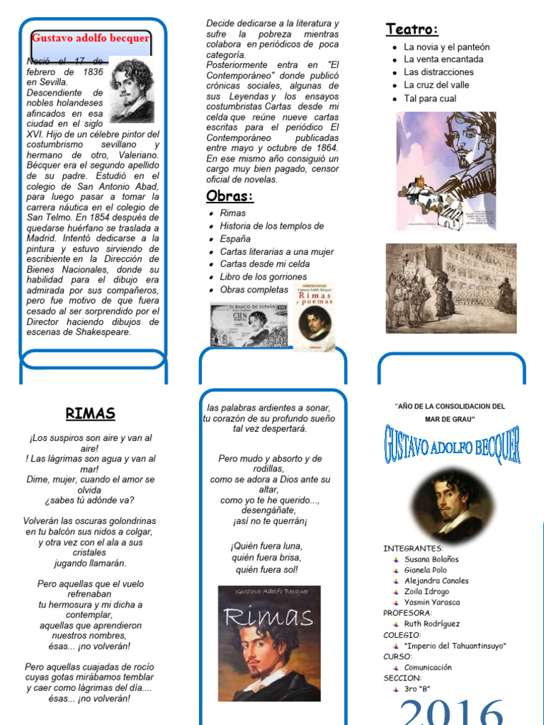 TRIPTICO Gustavo Adolfo Becker | PDF | Poesía | Libros para adolescentes