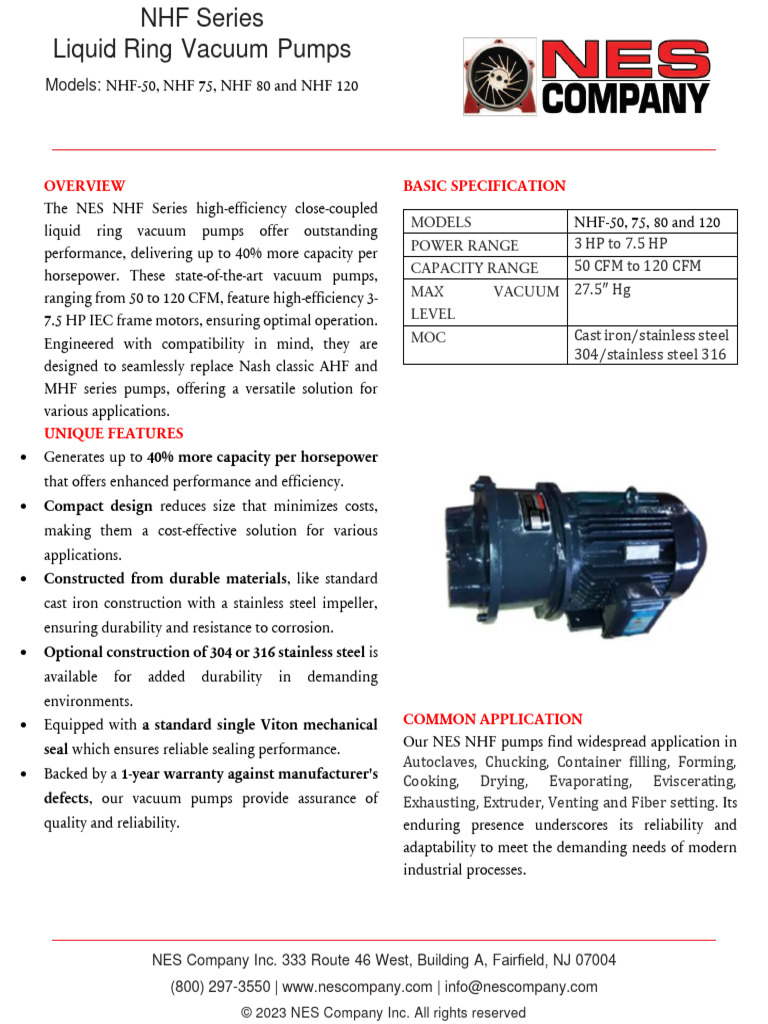 NHF Series Brochure | PDF | Pump | Secondary Sector Of The Economy