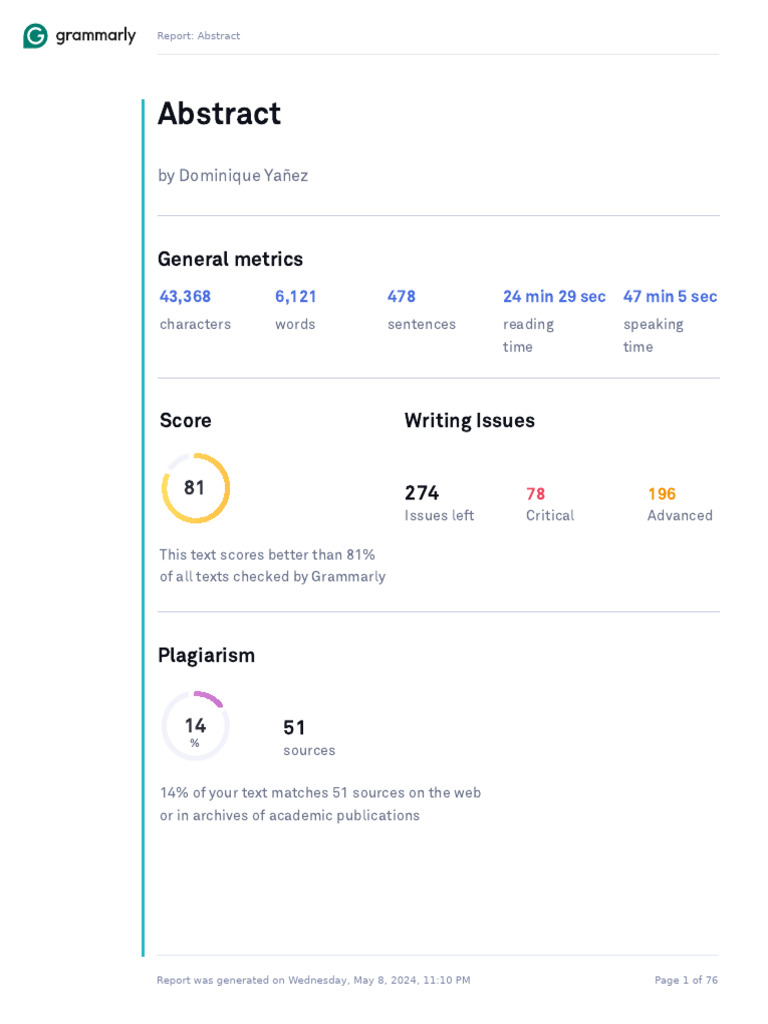 Sample Research Grammarly Report | PDF | Thought | Emotions